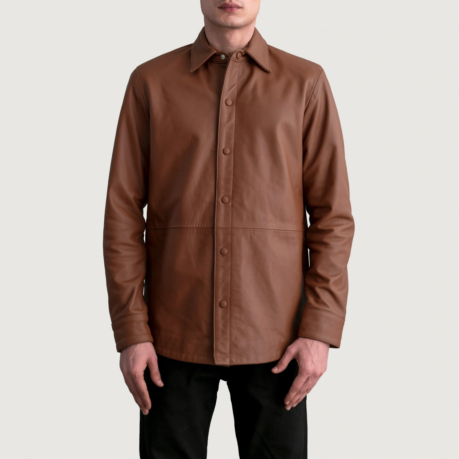 Lazarus Matte Brown Leather Shirt - 360 Digitizing Shop