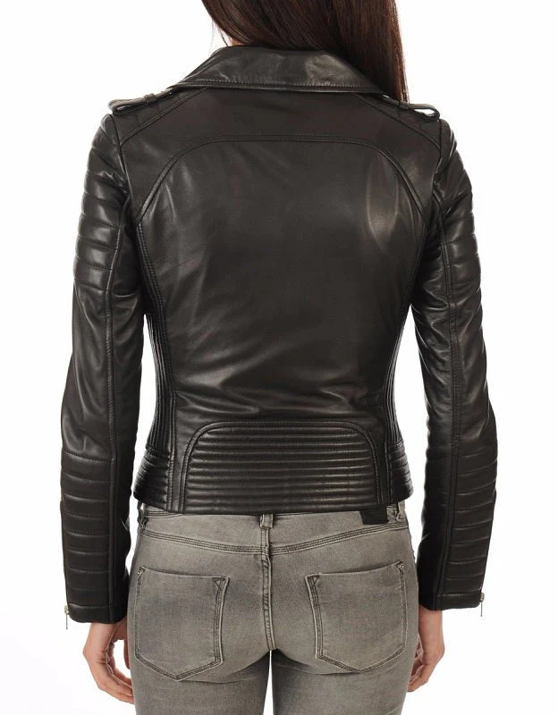 Astral Black Leather Biker Jacket - 360 Digitizing Shop